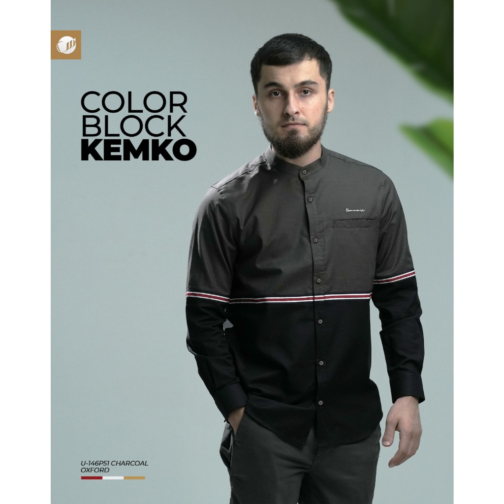 Jual SAMASE Kemko Half Color Veterban U146P Kemeja Koko Pakaian Muslim ...