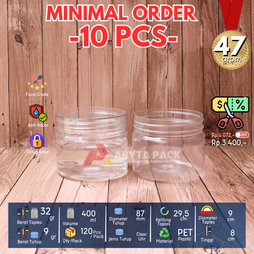 Jual Toples plastik PET 400ml silinder cylinder jar tabung kue snack cookies tutup clear warna ...