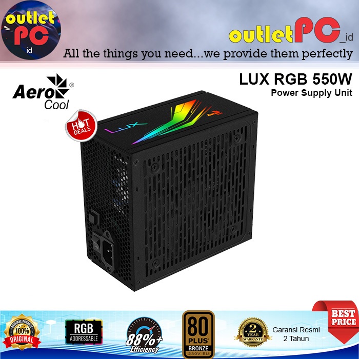 Jual AEROCOOL PSU LUX 550W RGB 550 WATT POWER SUPPLY UNIT ARGB | Shopee ...