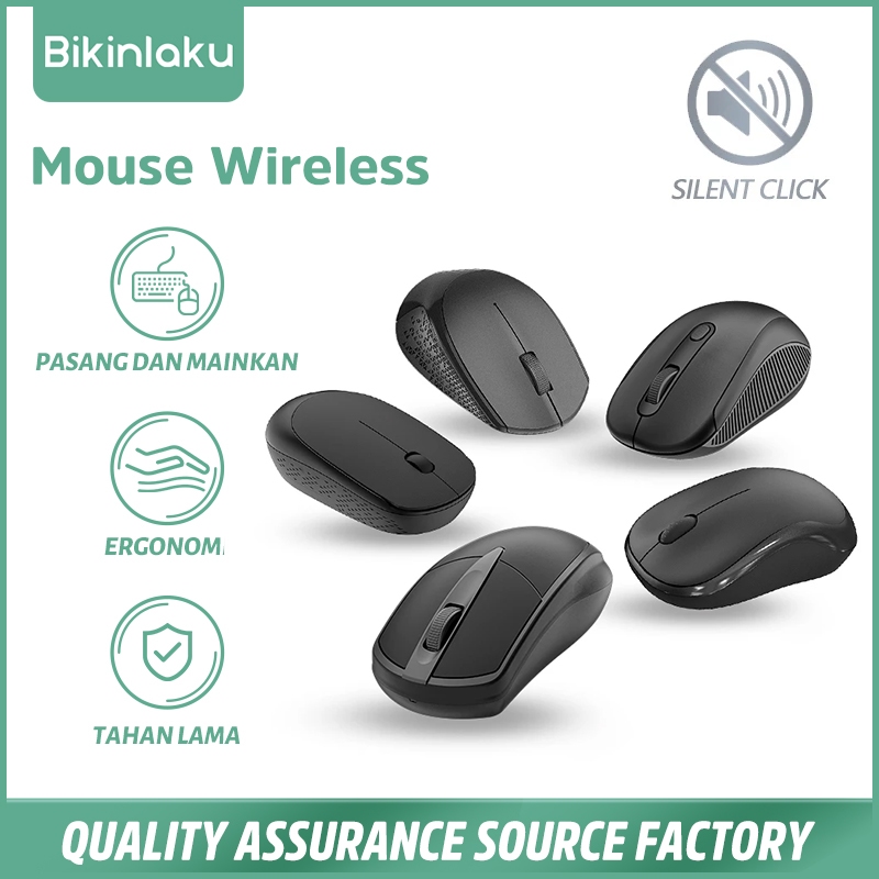 Jual Bikinlaku Mouse Wireless Silent Click Portable untuk PC Laptop ...