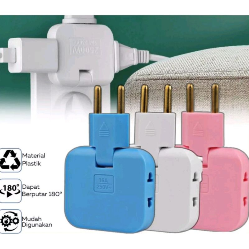 Jual Power Soket 3in1 - Folding Socket Converter US ke EU Sambungan ...