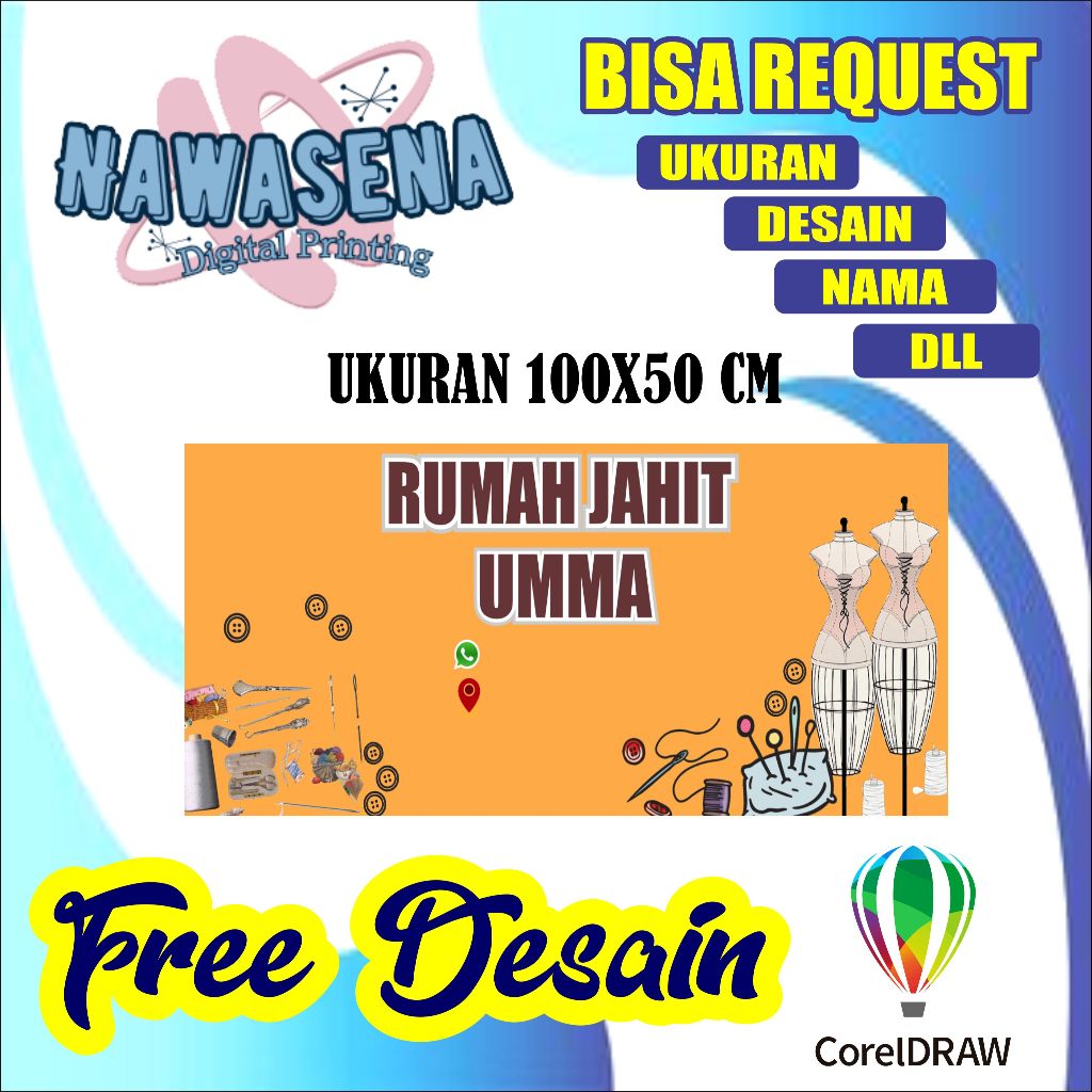 Jual Cetak Spanduk Banner Rumah Jahit Custom Nama | Shopee Indonesia