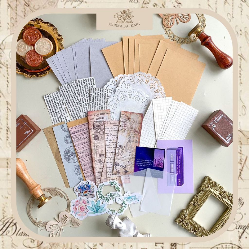 Jual 46pcs JOURNAL KIT SCRAPBOOK VINTAGE jurnal kit bujo penpal ...