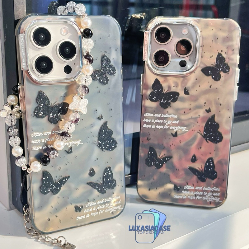 Jual BUTTERFLY METALIC TEXTURED WRINKLE CASE - HARDCASE/ CASING HP FOR IPHONE 11 12 13 14 15 PRO ...