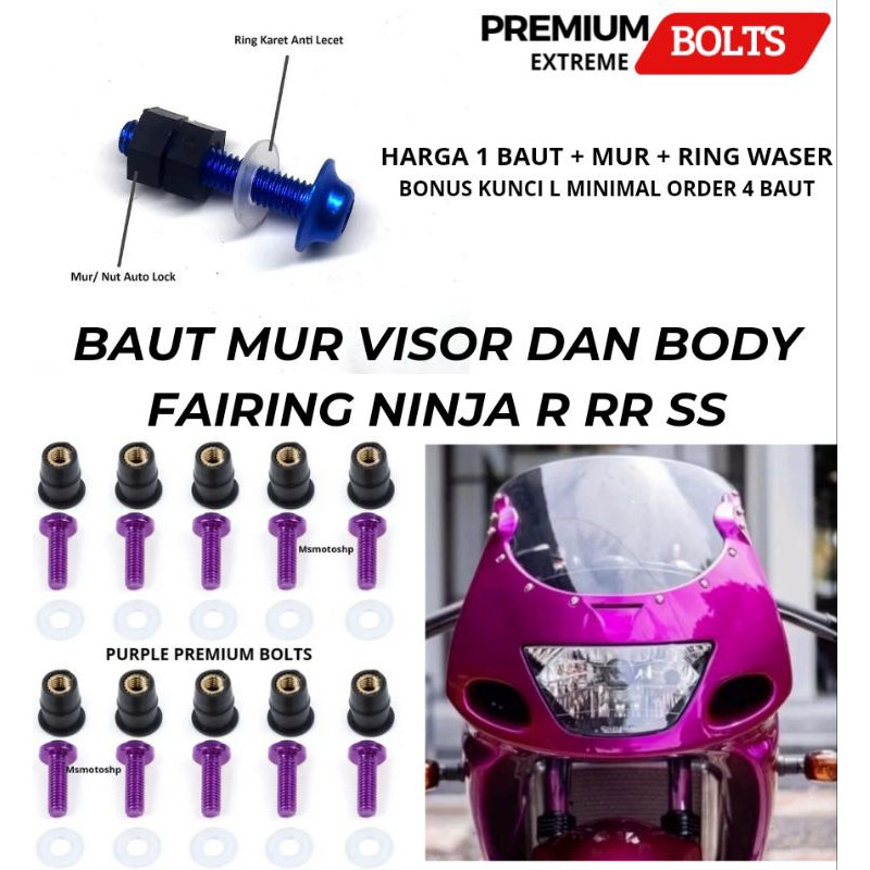 Jual BAUT MUR WASER WINSHIELD VISOR DAN BODY FAIRING NINJA R RR SS HARGA 1 BIJI BAUT | Shopee ...