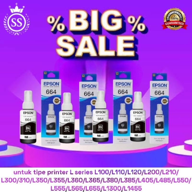 Jual 1PAKET ISI 4 TINTA EPSON 664 BLACK ORIGINAL | Shopee Indonesia