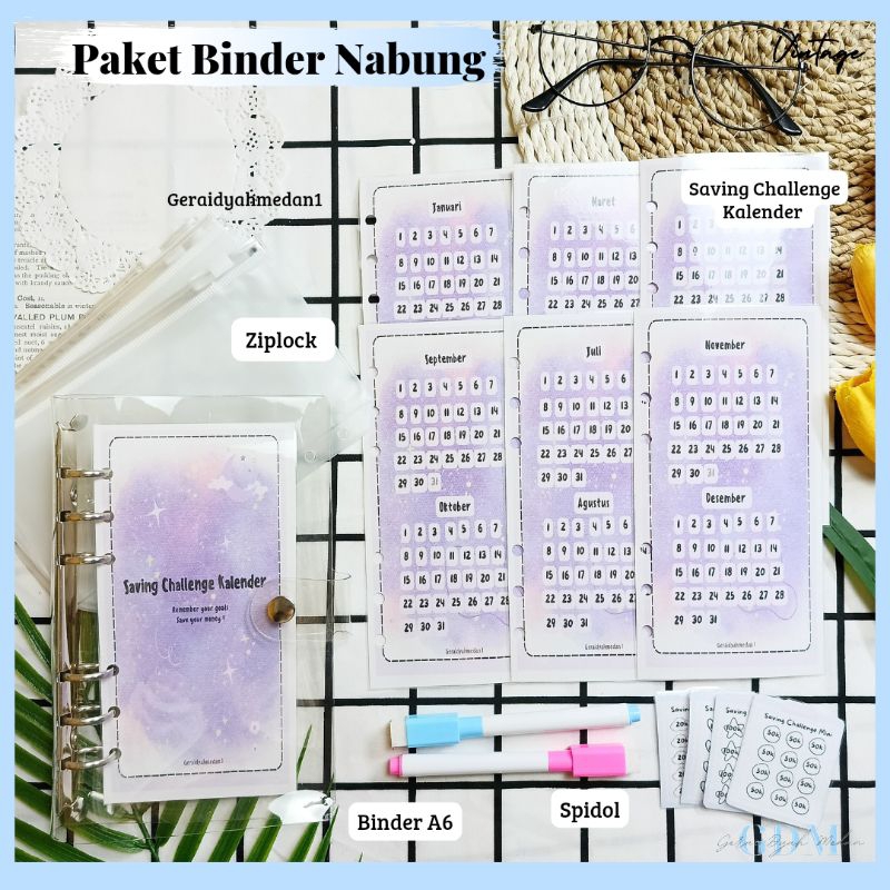 Jual Paket Binder Nabung Kalender Galaksi Aesthetic | Shopee Indonesia