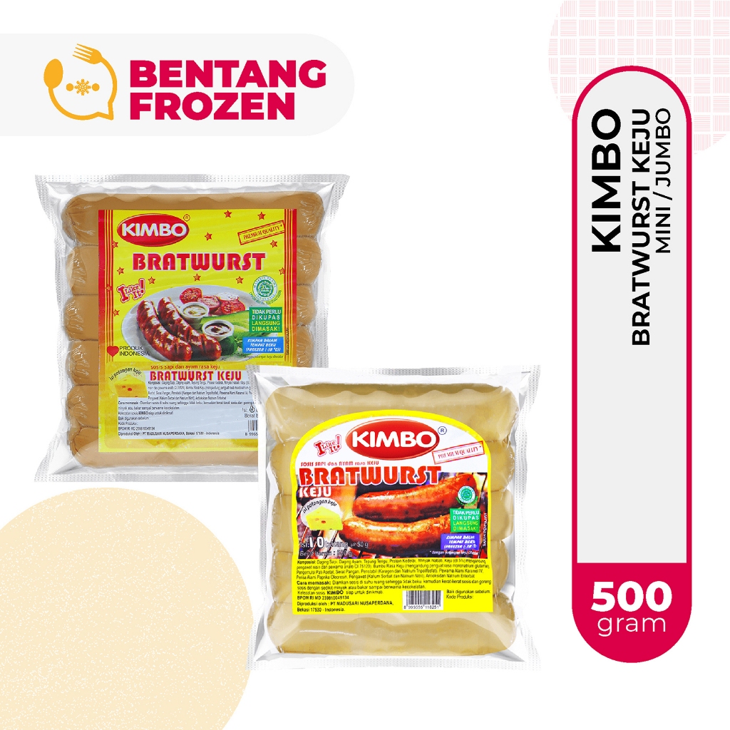 Jual Kimbo Sosis Sapi Bratwurst Keju Ukuran Jumbo - Mini 500gr / Sosis ...