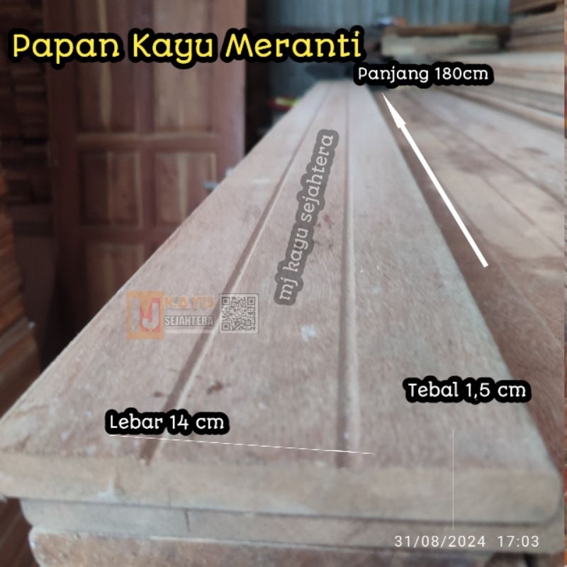 Jual PAPAN KAYU MERANTI MERAH KERING HALUS SIAP PASANG 1,5 x 14 x 180 ...