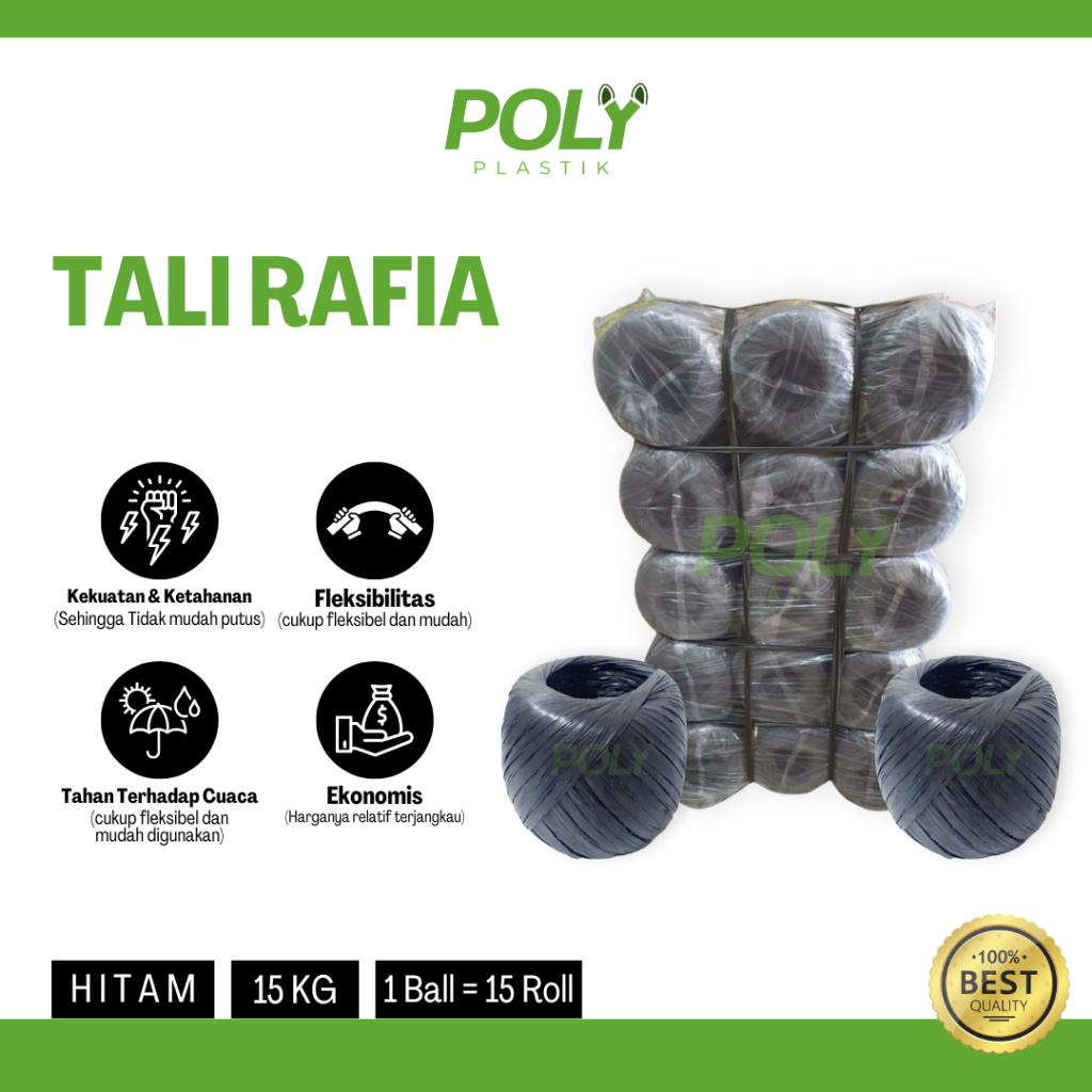 Jual Tali Rafia / Tali Plastik / Tali Rapia Hitam 1 KG FULL KUALITAS ...
