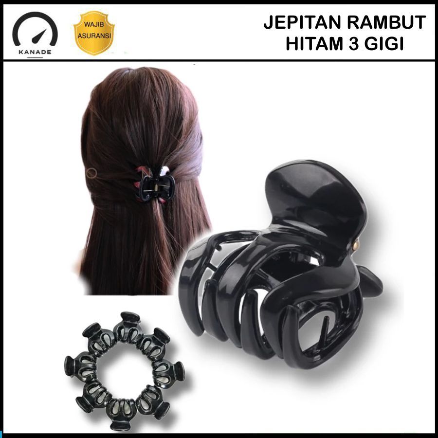 Jual Penjepit Jepit Jedai Ikat Rambut Gigi Cakar 3 Hitam Polos 5cm ...