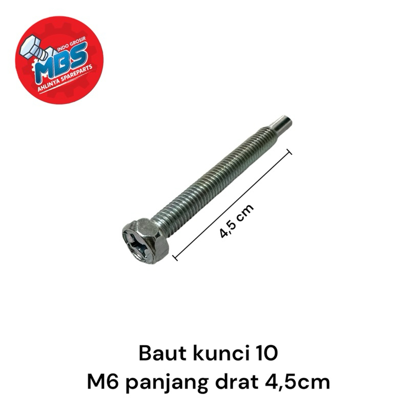 Jual BAUT 10 M6x45 BAUT CLEM FUL DRAT PANJANG 4,5cm BAUT ORI DABEL HEX | Shopee Indonesia