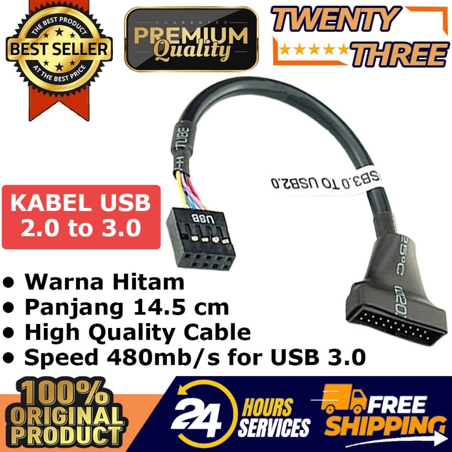 Jual Kabel konverter usb 3.0 20 pin to 2.0 9 pin motherboard 9pin 20pin ...