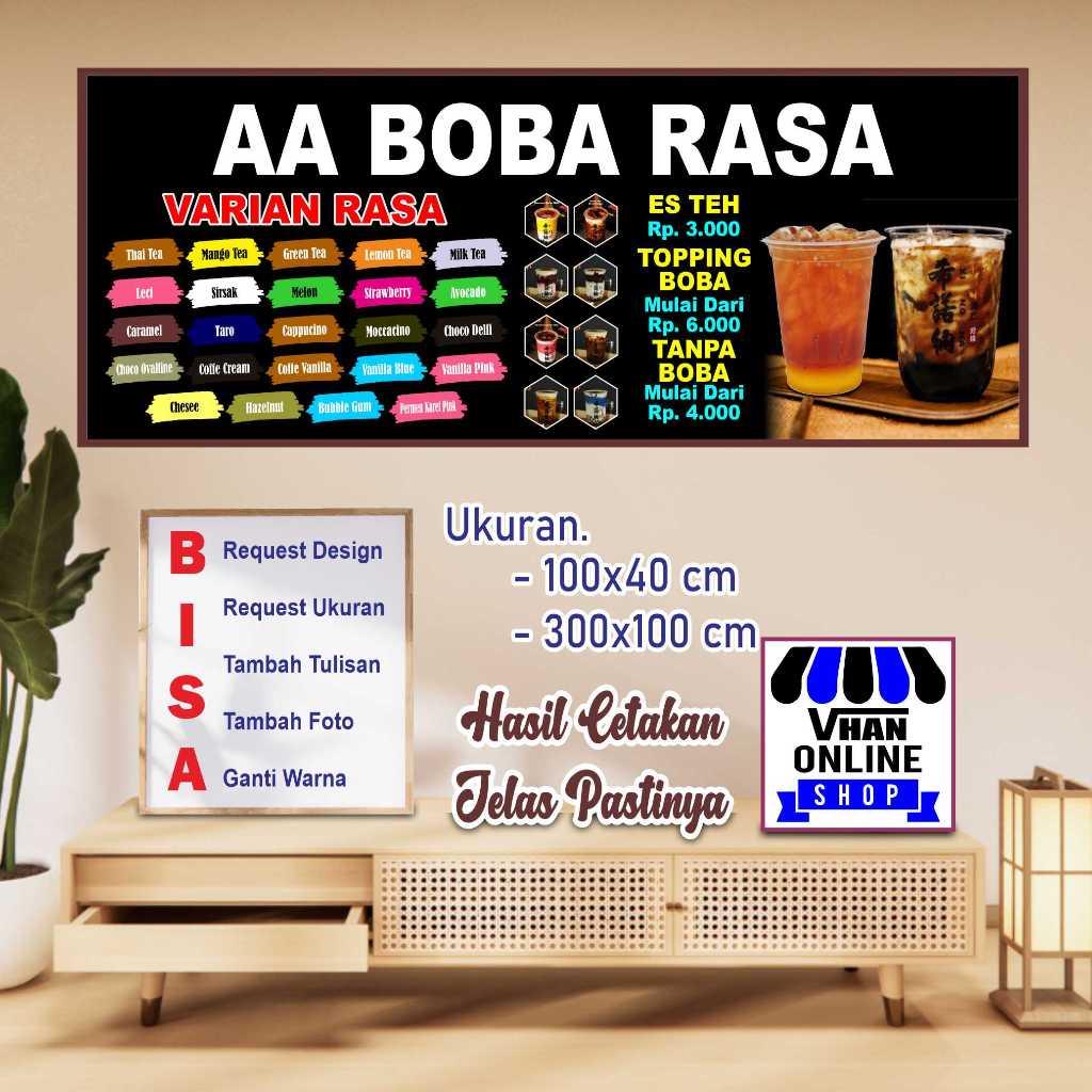 Jual Spanduk Banner Custom Minuman Boba dengan Request Varian Rasa ...