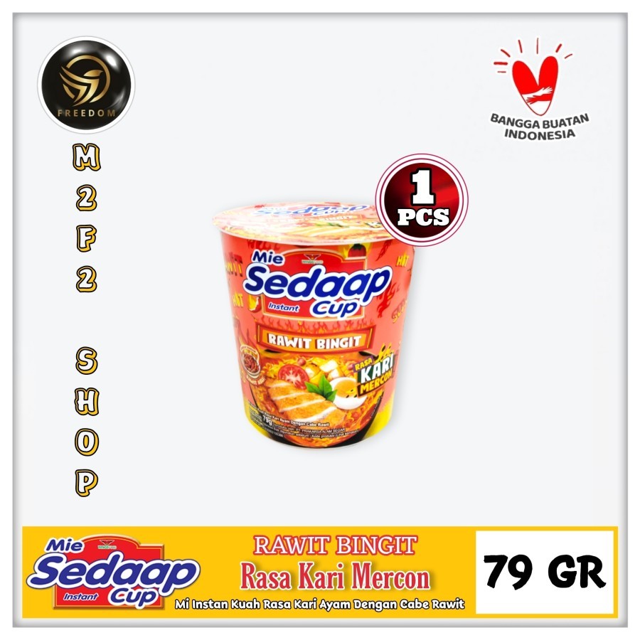 Jual Mie Sedaap Cup Instant Kuah Rawit Bingit Rasa Kari Mercon - 79 gr ...