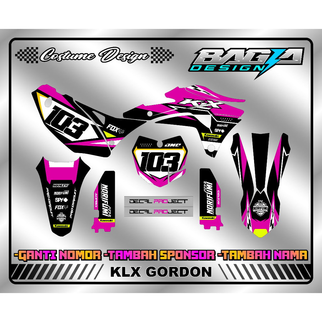 Jual STICKER DECAL KLX GORDON VARIASI MOTOR STRIPING FULL BODY CUSTOME ...