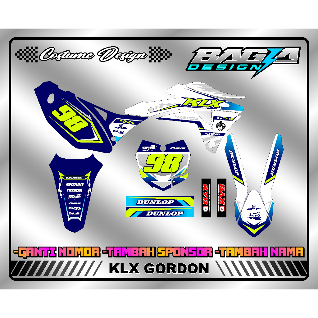 Jual STICKER DECAL KLX GORDON VARIASI MOTOR STRIPING FULL BODY CUSTOME ...