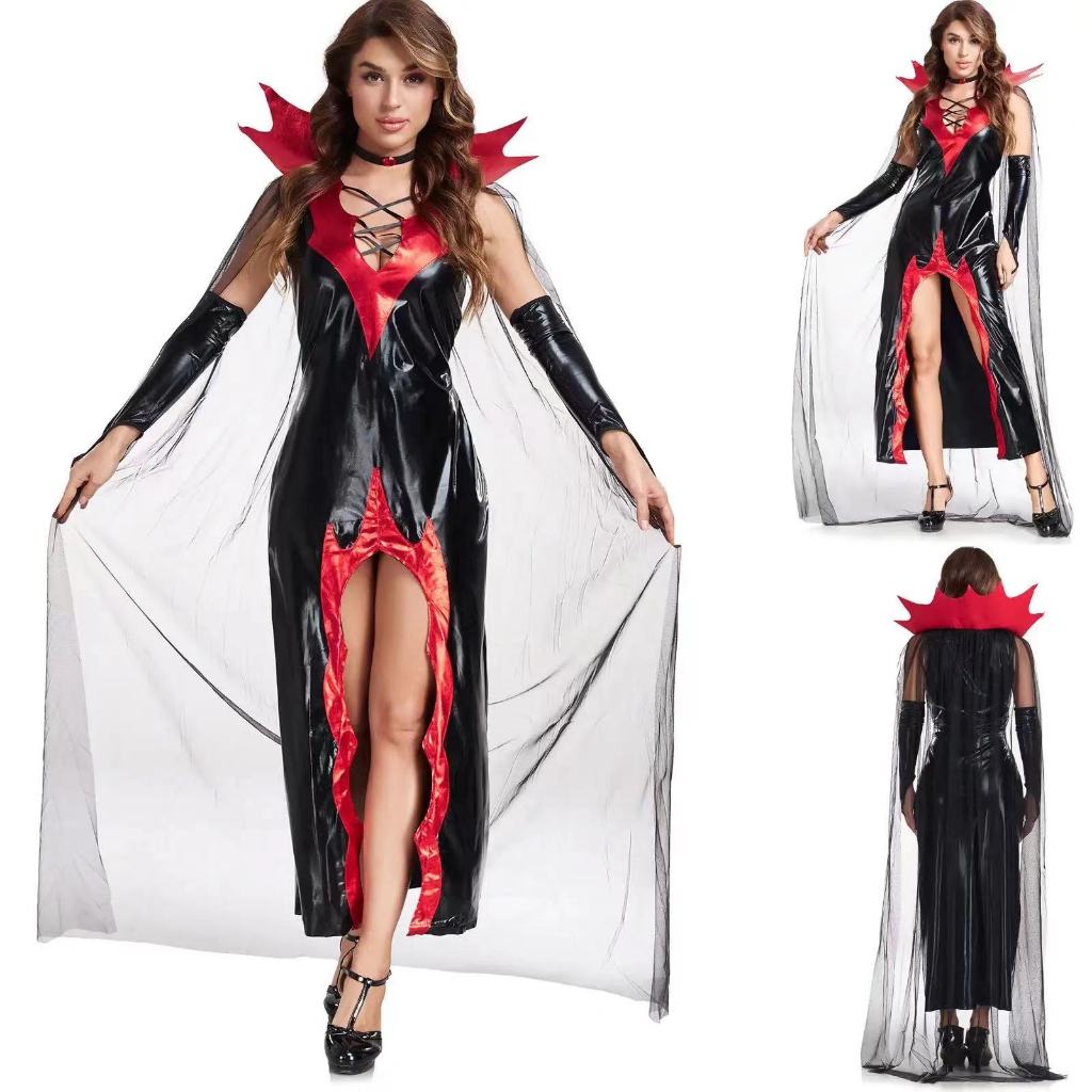Jual S-XL Halloween Witch Costume Lacquer Ball Devil Vampire Female ...