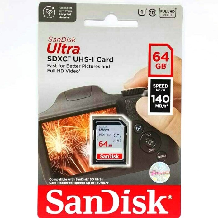 Jual SANDISK SD CARD ULTRA 64GB 140MB/S | SDCARD 64 GB 140 MBPS | Shopee Indonesia