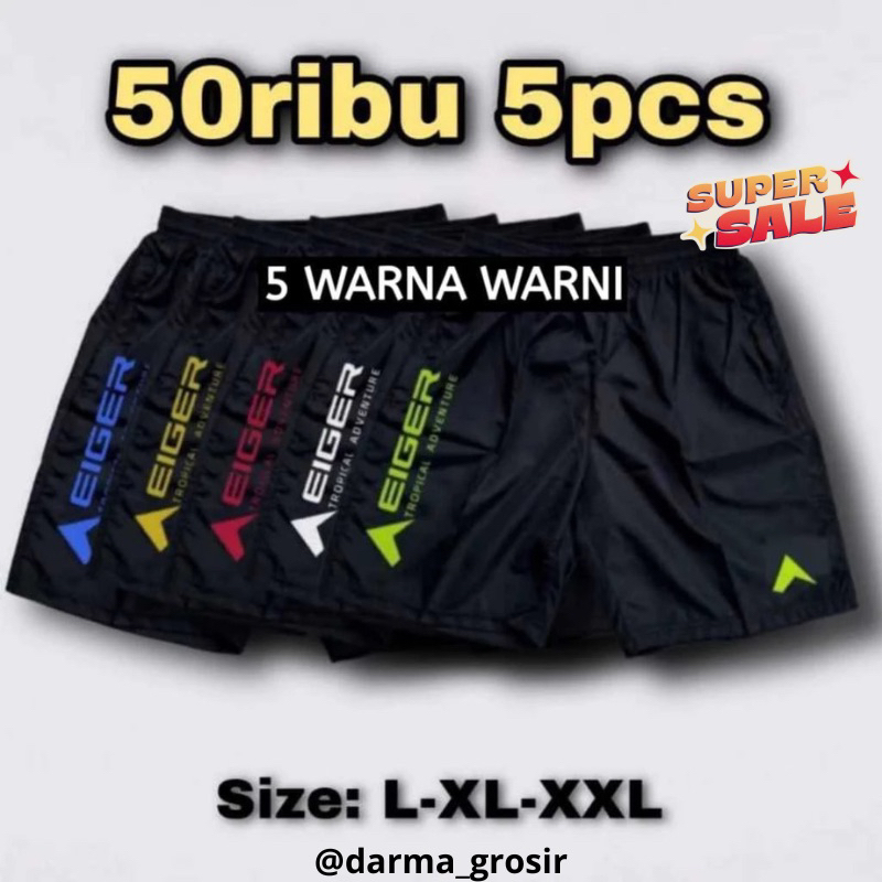 Jual Promo Paket 50 Ribu Dapat 5 Celana Pendek Kolor Sport Olahraga ...