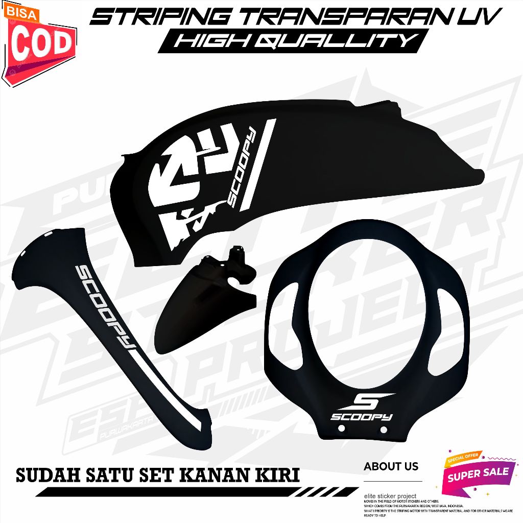 Jual STRIPING VARIASI TRANSPARAN HONDA SCOPY DONAT 2020 STICKER MOTIF ...