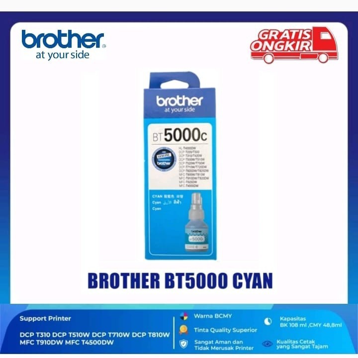 Jual Tinta Brother BT5000 Cyan Original/DCP-T300 DCP-T500W DCP-700W - Biru | Shopee Indonesia
