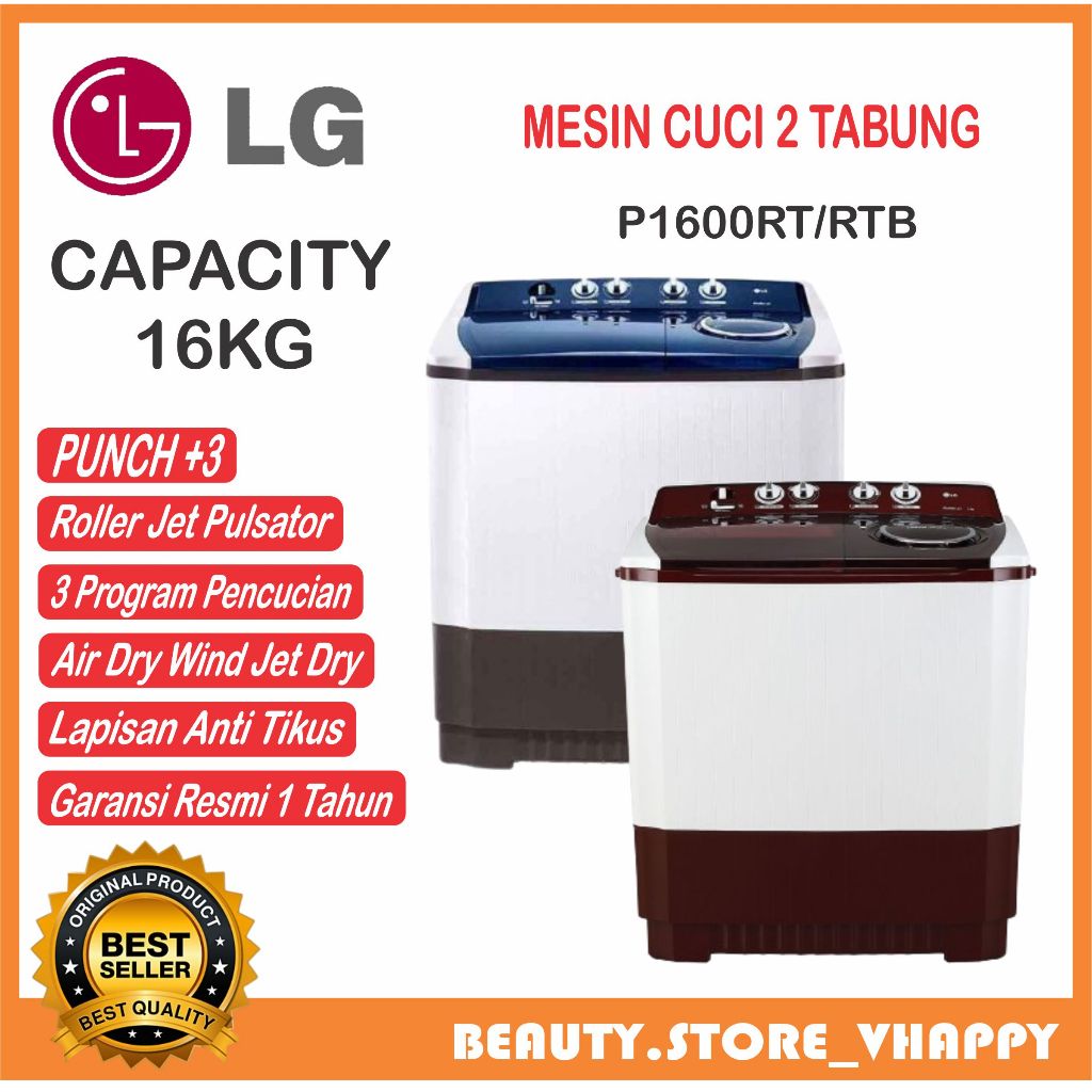 Jual Mesin cuci LG 2 tabung 16 kg P1600 RT/RTB Jumbo garansi resmi khusus bandung luar bandung ...