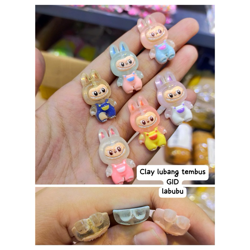 Jual 10pcs CLAY LUBANG GID LABUBU | MANIK LABUBU GLOW IN THE DARK mix ...