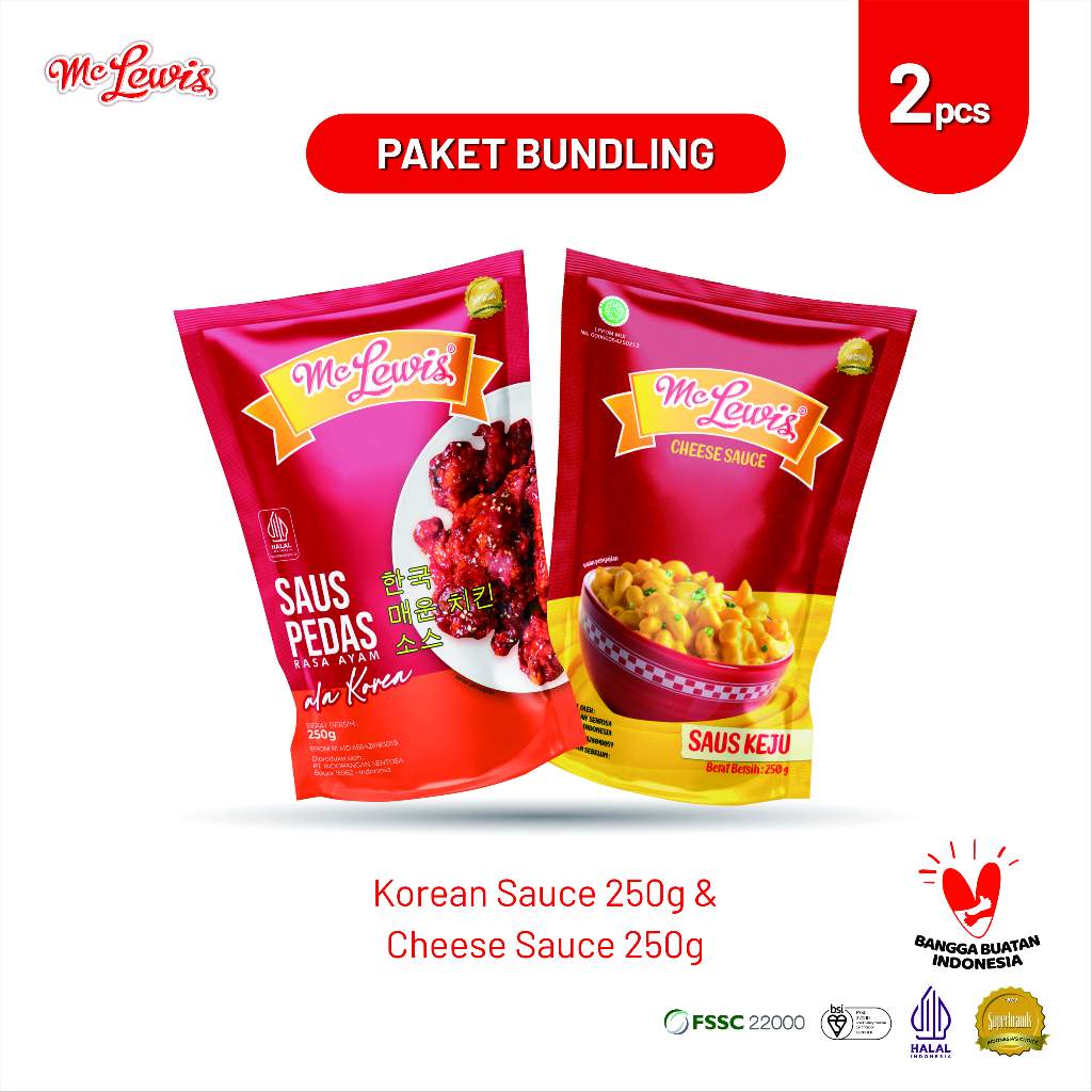 Jual [Paket Bundle] Mc Lewis Saus Pedas Ala Korea 250g + Mc Lewis Cheese sauce 250g | Shopee ...