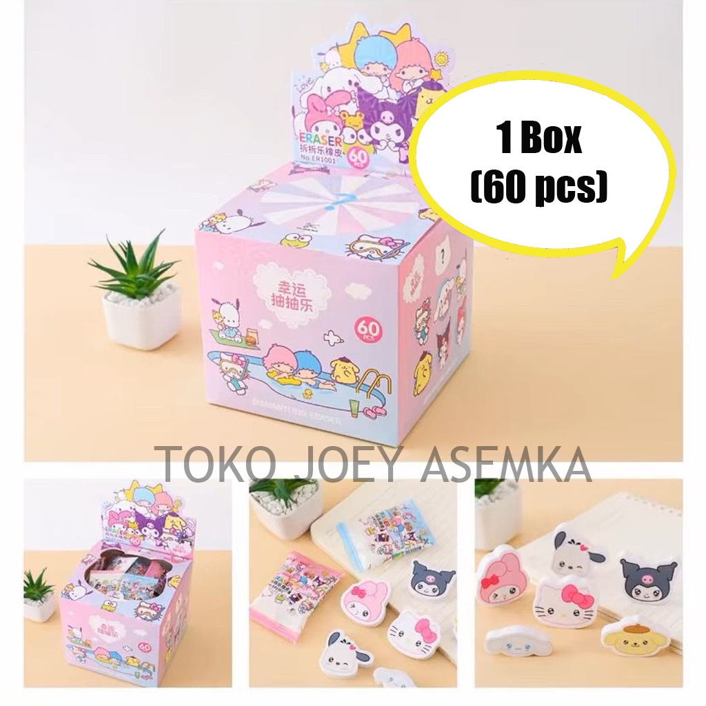 Jual (60 PCS) SATU BOX PENGHAPUS MYSTERY BOX SANRIO BLIND BOX KOTAK ...