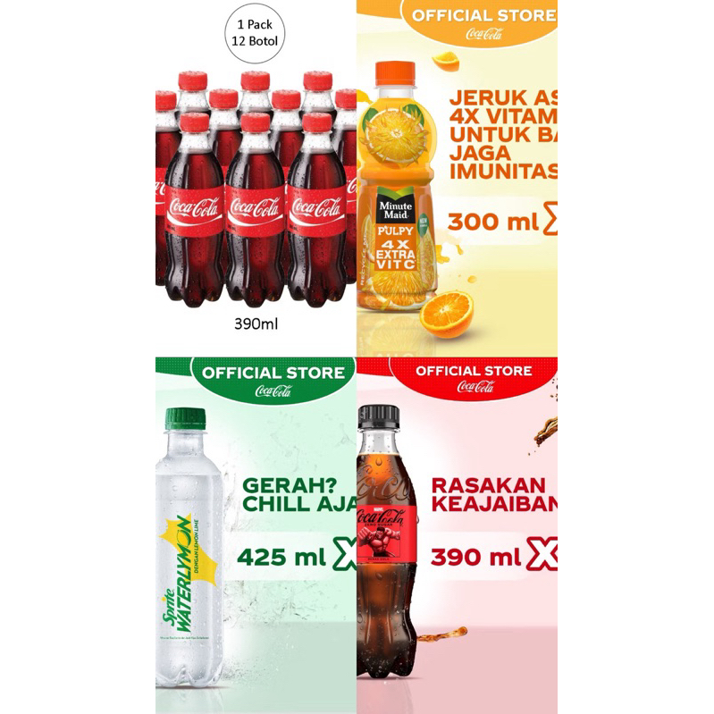 Jual Coca cola fanta sprite botol 390ml 1pack isi 12pcs puply 300ml isi ...