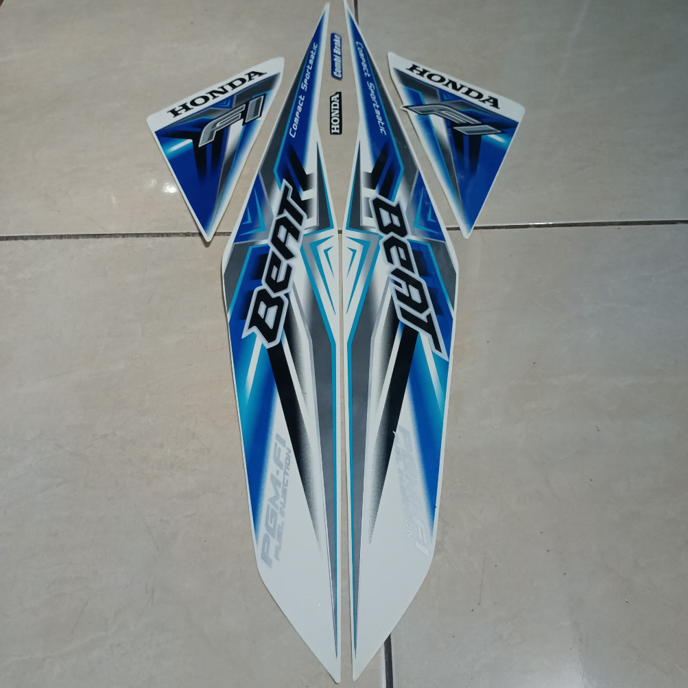 Jual stiker striping honda beat fi 2015 putih biru lis body standar ...
