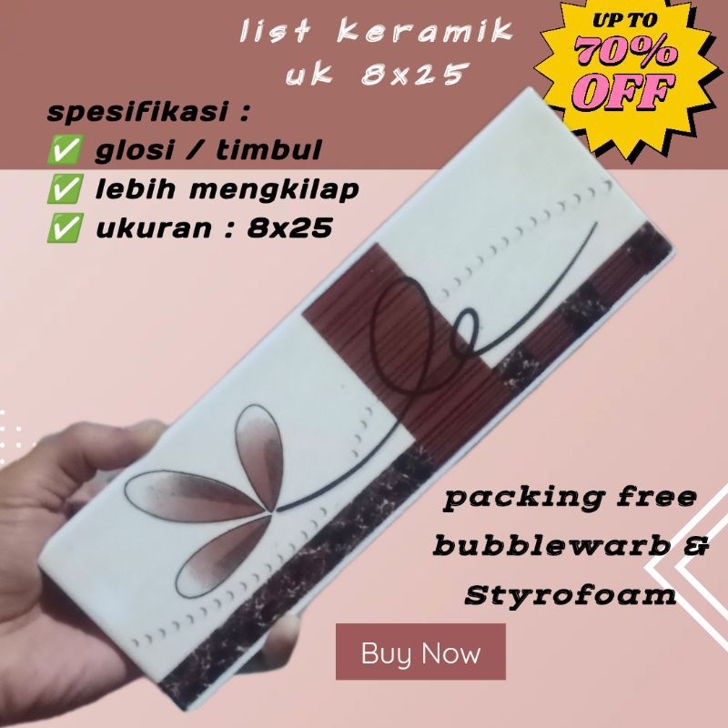 Jual grosir list keramik dinding timbul ukuran 8x25 list keramik ...