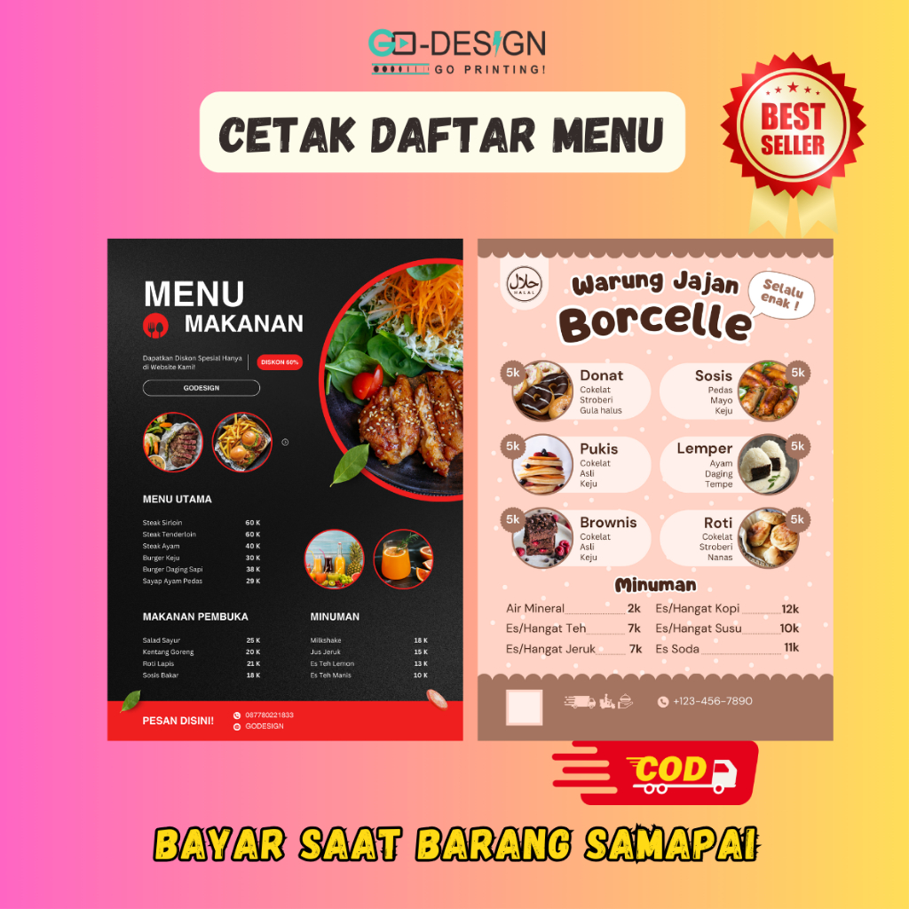 Jual Cetak PRINT Daftar Menu Makanan Minuman Cafe Custom A3 A4 | Shopee ...