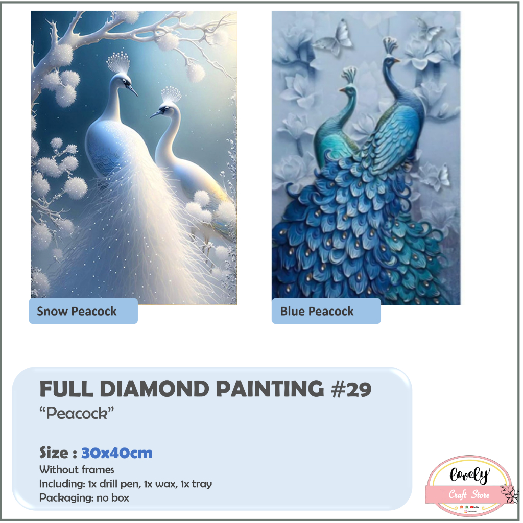 Jual LovelyCraftStore | Diamond Painting P29 ~ A Pair of Peacocks ...