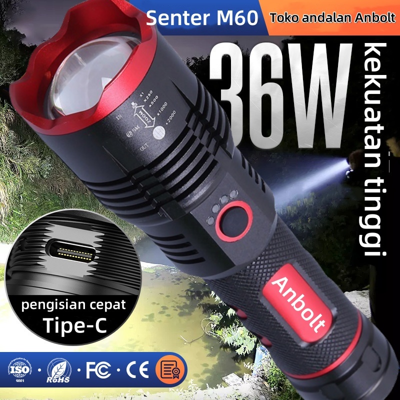 Jual 【Anbolt-Toko bendera】 Lampu Senter Super Terang 5 Mode Lampu Tahan ...