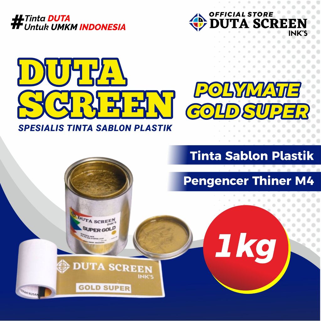 Jual Duta Screen Ink Tinta Sablon Polymate Super Gold 1kg | Shopee ...