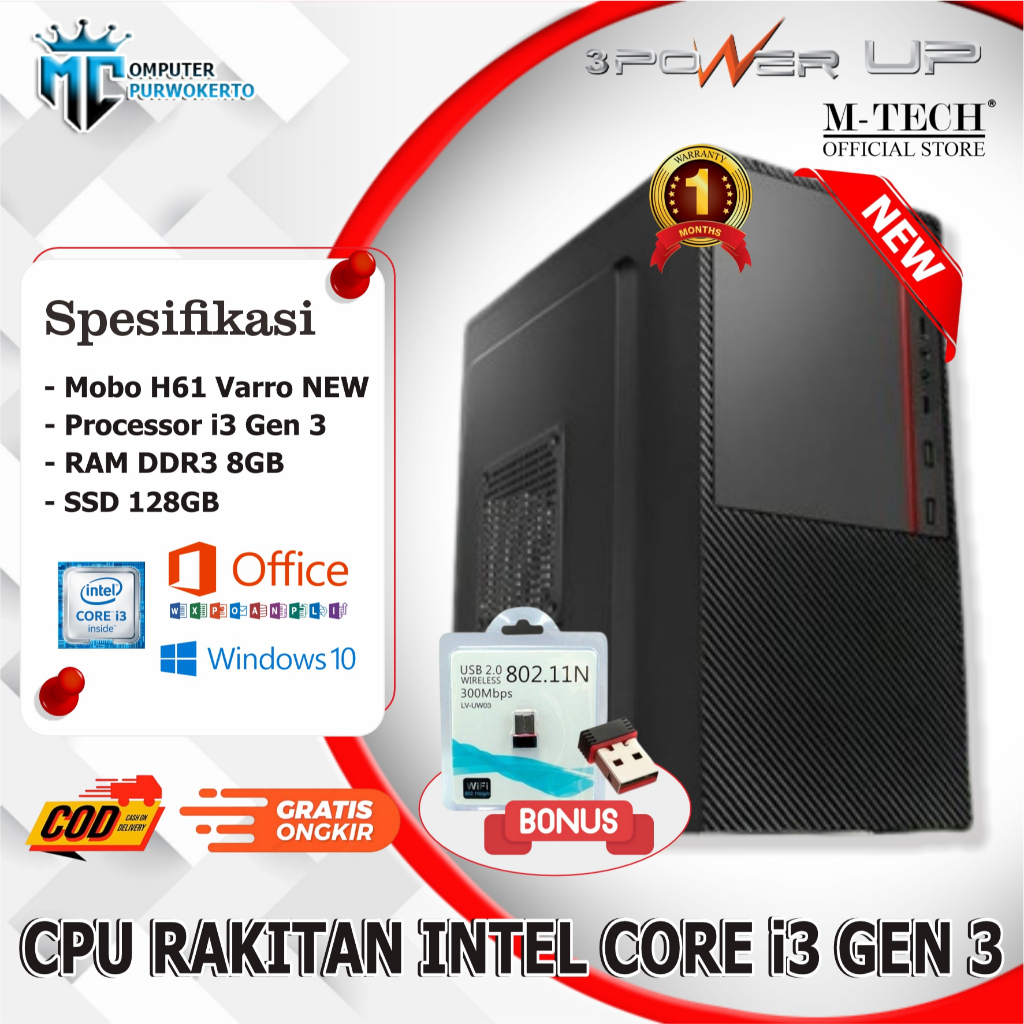 Jual PC Rakitan CPU Komputer Core i3 i5 i7 Gen 3 Dengan SSD 128GB ...