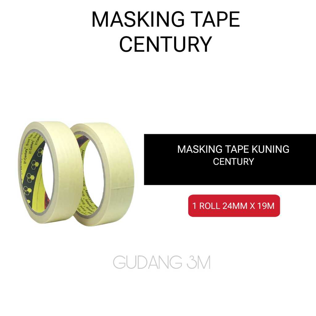 Jual MASKING TAPE KUNING CENTURY / LUXKING 24mm x 19M | Shopee Indonesia