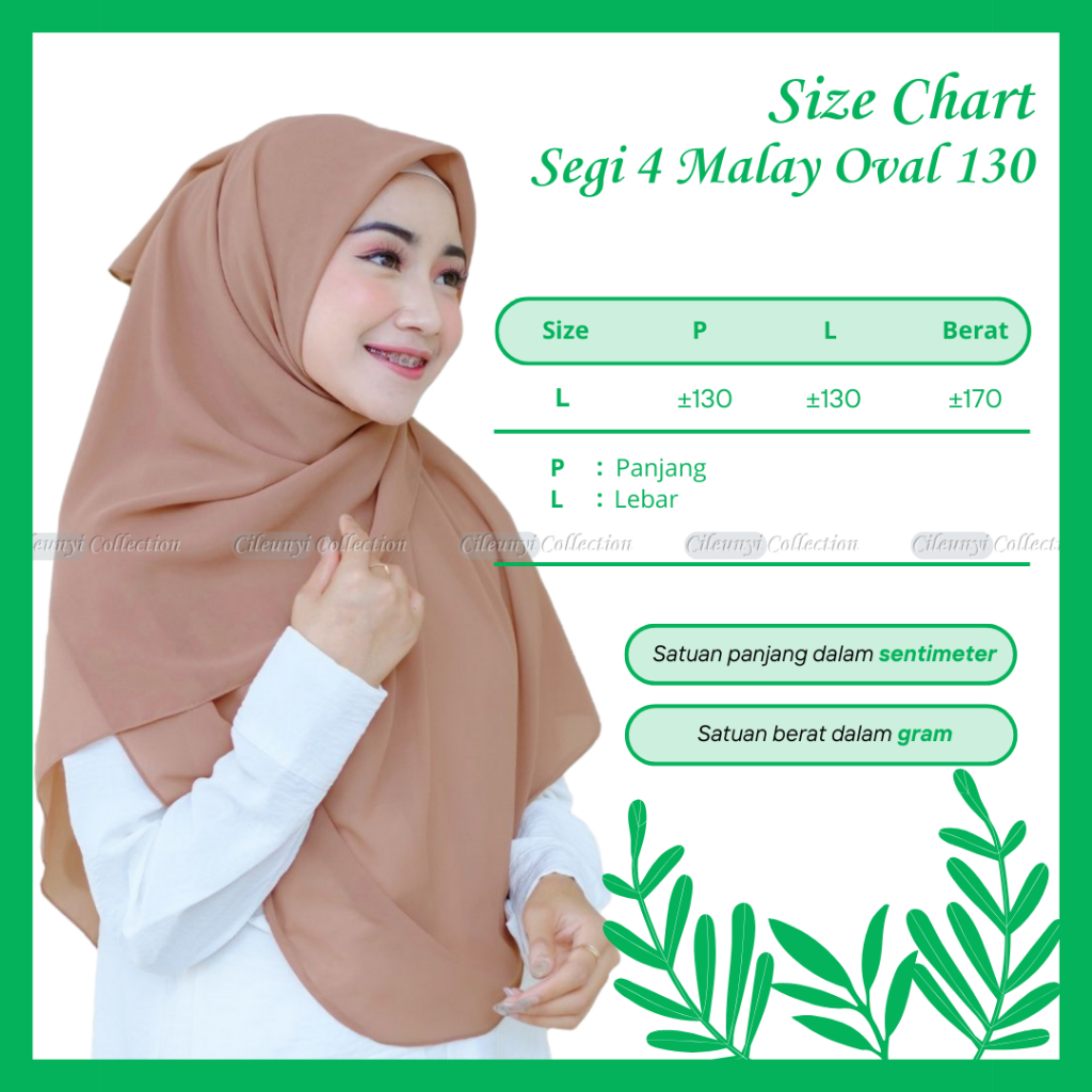 Jual Cileunyi Collection Segi Empat Selin Malay Oval Syari Ukuran 130 x 130 Cm Square Hijab ...
