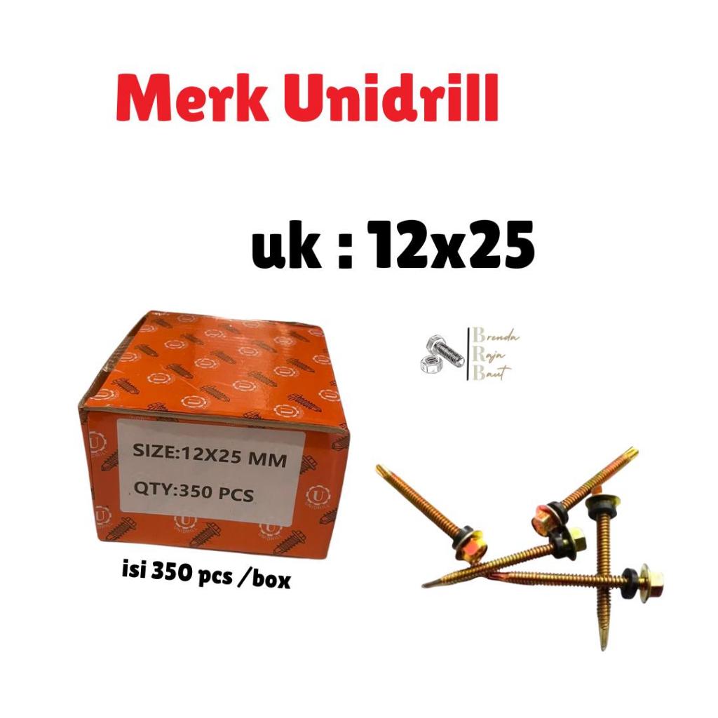 Jual BAUT ROOFING 12x25 350 pcs / SATUAN SEKRUP BAJA RINGAN UNIDRILL ...