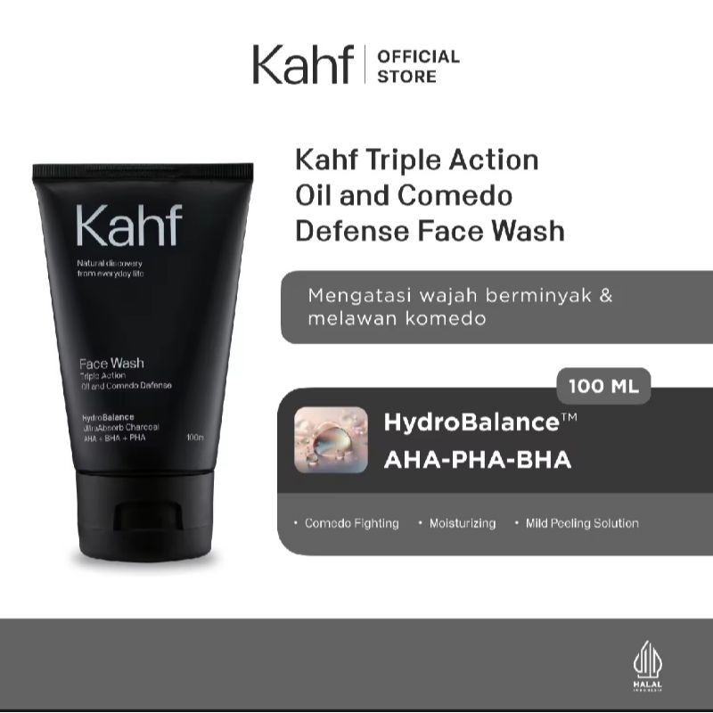 Jual Kahf Triple Action Oil and Comedo Defense Face Wash 100 ml - Sabun ...