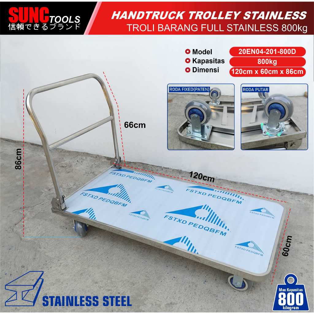 Jual SUNC TOOLS Trolli Stainless Troli Barang Troly Handtruck Trolley ...