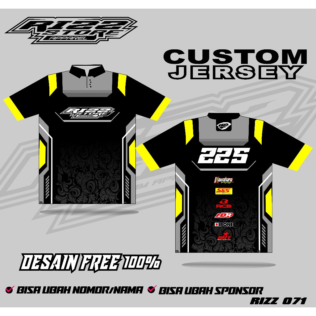 Jual KAOS JERSEY RACING CUSTOM full printing request nama nomor dan ...