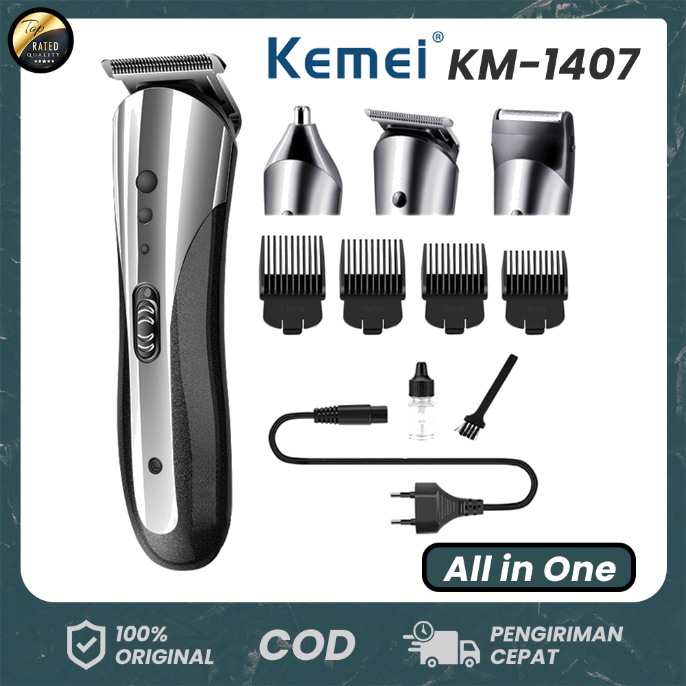 Jual Kemei KM-1407 3in1 Alat Cukur Rambut Kumis Jenggot Bulu Hidung Elektrik Kemei Original ...