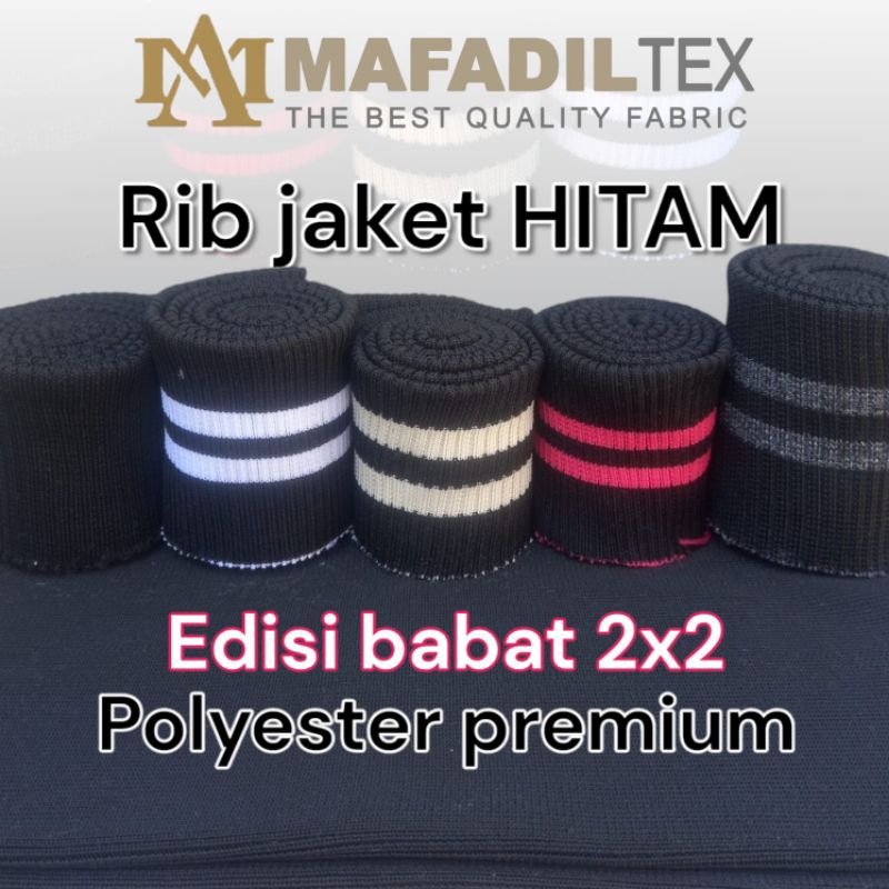 Jual Kain Rib Babat Hitam Polos dan garis Premium termurah | Shopee ...