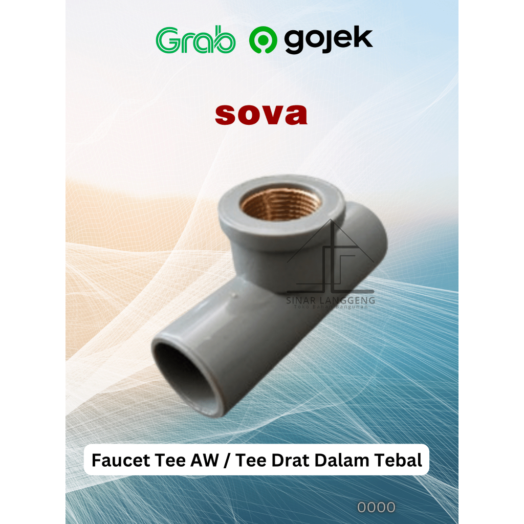 Jual FAUCET TEE PVC (AW) 1/2X3/4" KUNINGAN SOVA, T DRAT DALAM, TDD DRAT ...