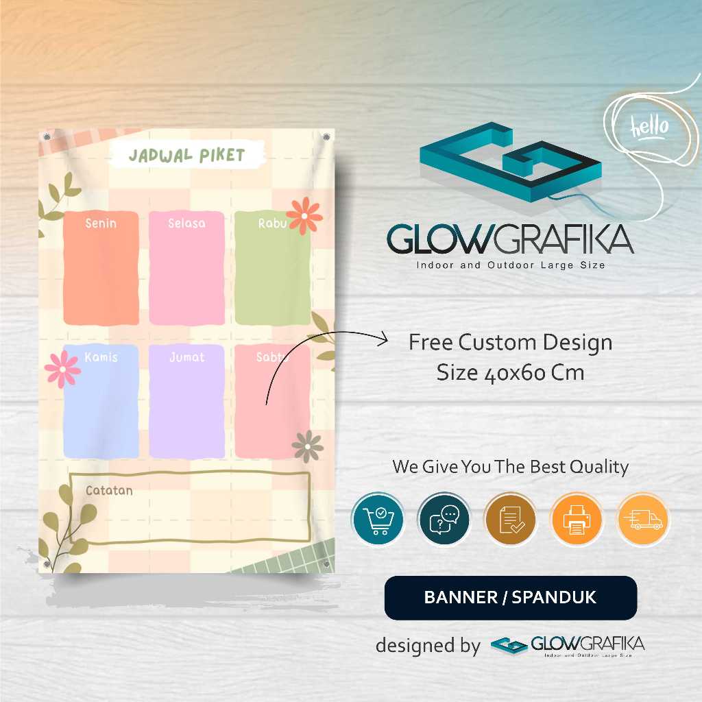 Jual Cetak Spanduk Banner Warna Warni Bunga Imut Jadwal Piket Kelas ...