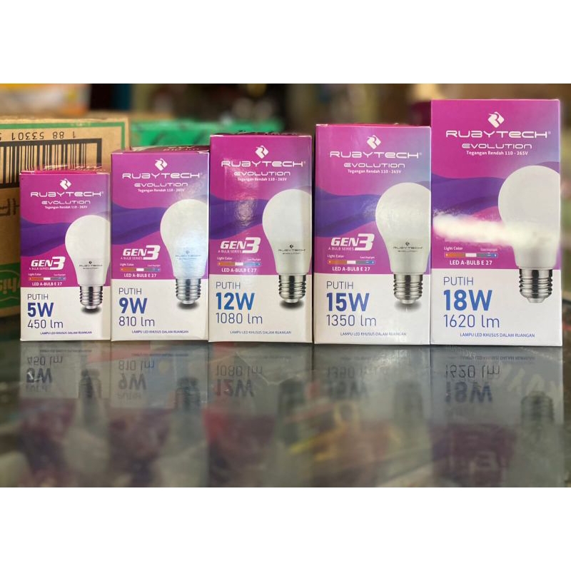 Jual LAMPU LED A-BULB RUBYTECH EVOLUTION GEN3 3W/5W/7W/9W/12W/15W/18W/20W | Shopee Indonesia