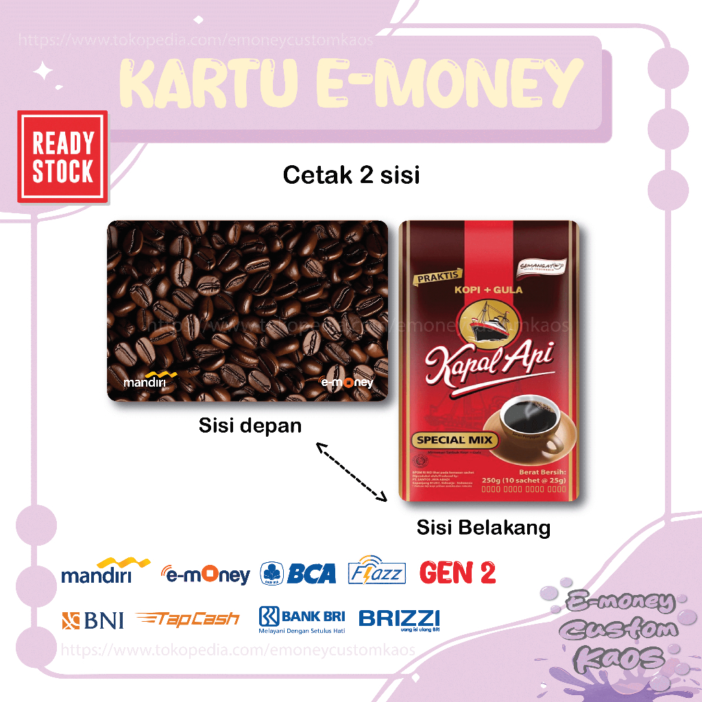 Jual KARTU E MONEY E TOLL KOPI KAPAL API MANDIRI EMONEY BNI TAPCASH BRI ...